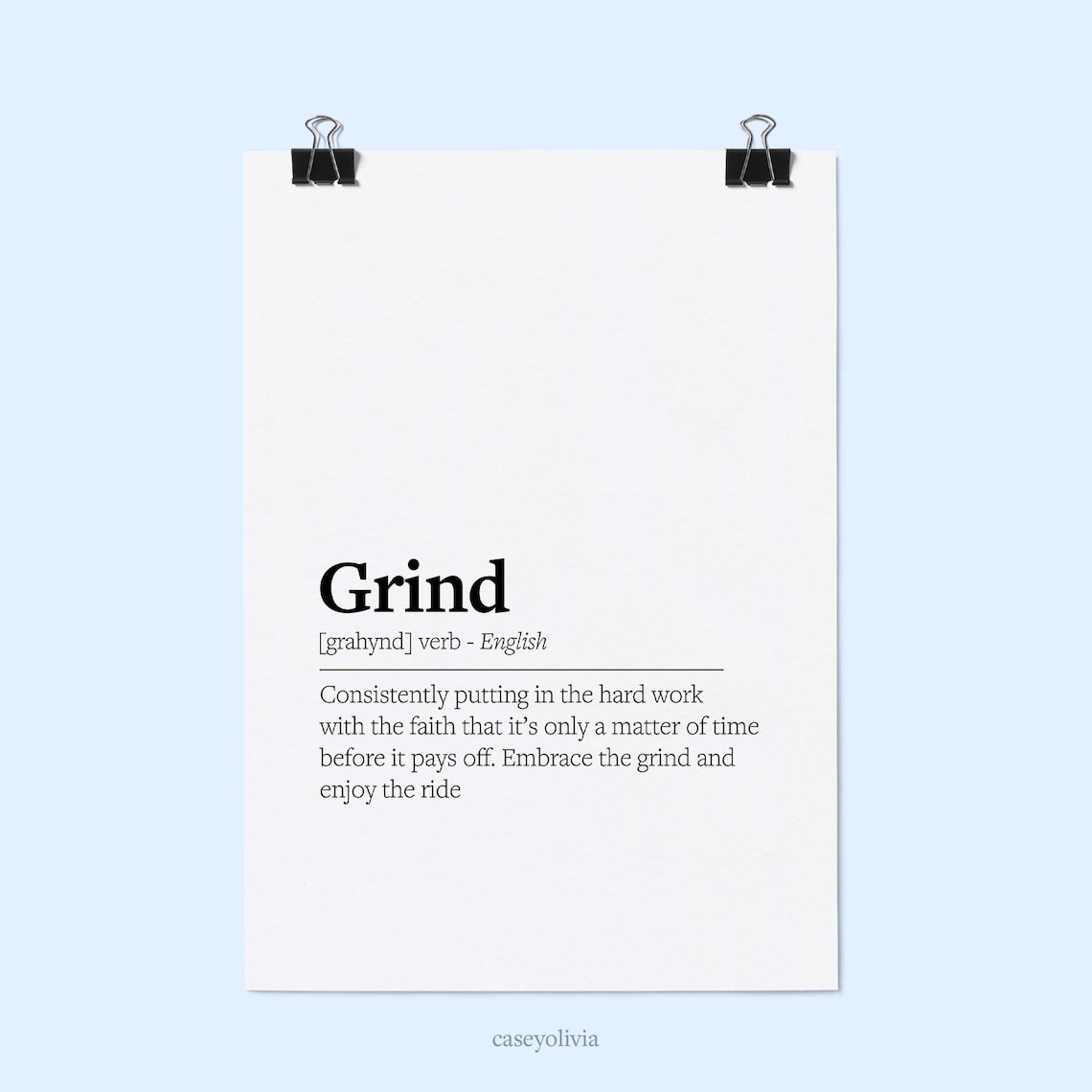 Grind Definition Printable Wall Art Motivational Grind Meaning Print ...