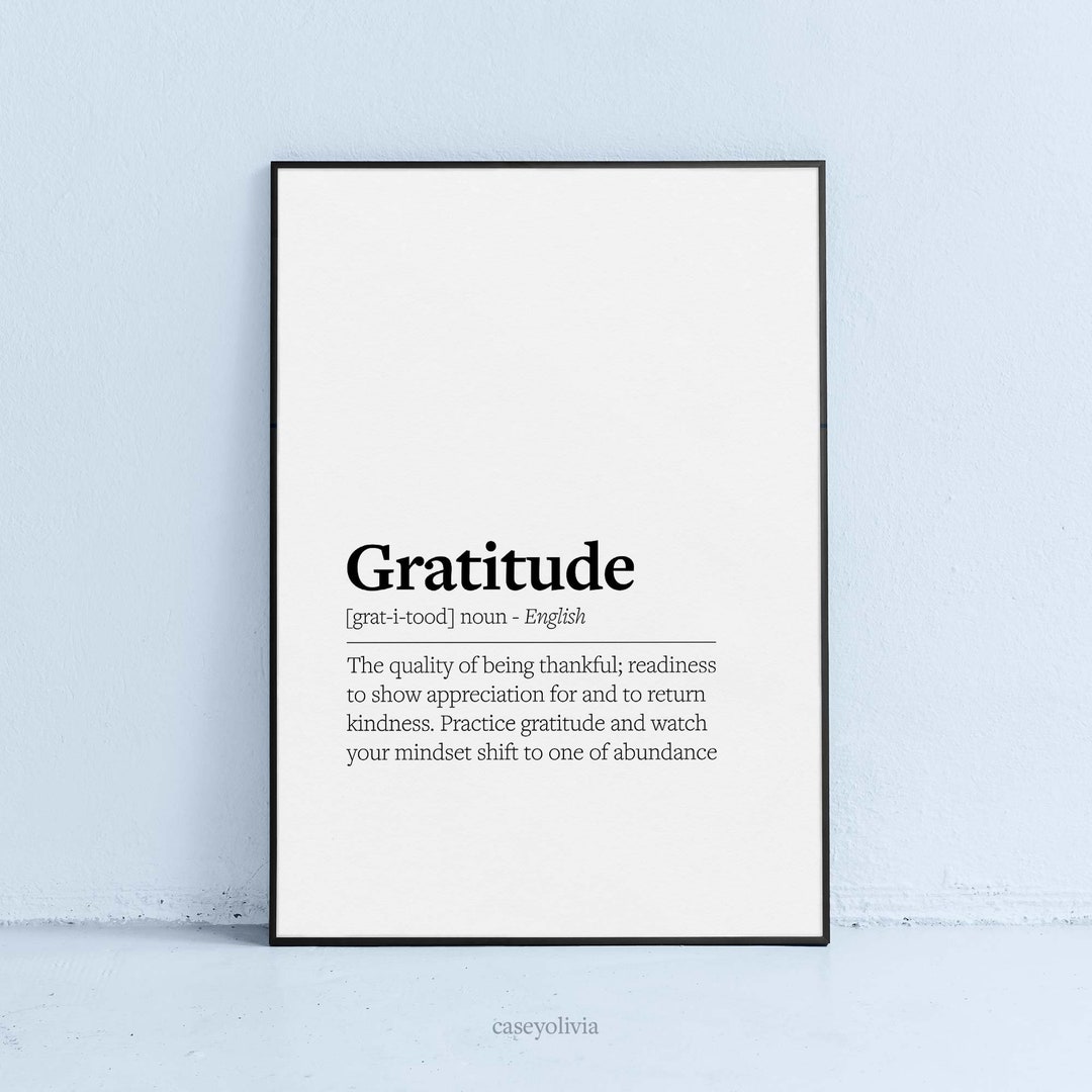 Gratitude Definition Printable Wall Art Inspirational Wall Decor Print ...