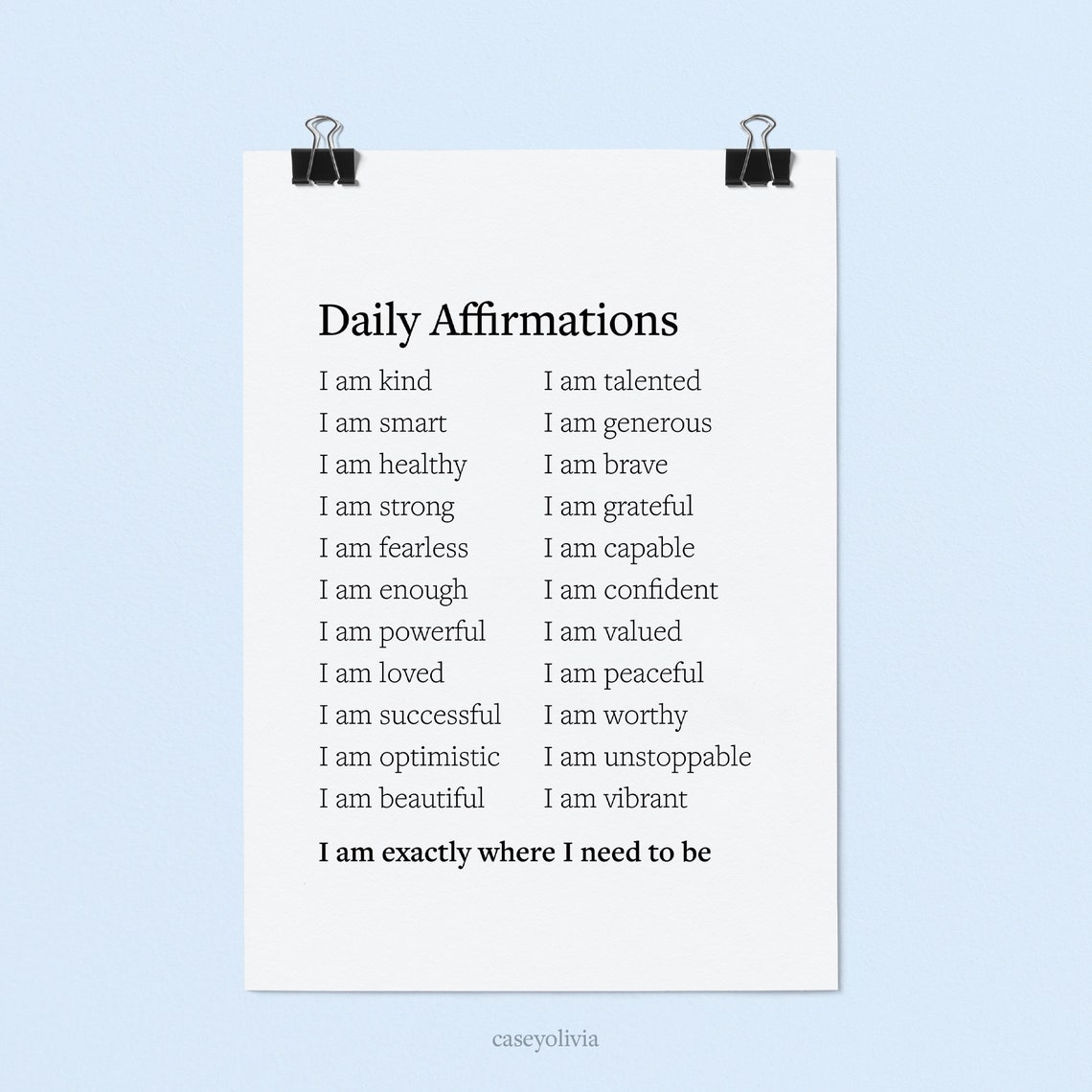 Daily Affirmations Printable Wall Art Positive Self Care Affirmation ...
