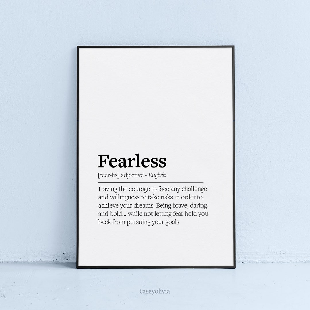 Fearless Definition Printable Wall Art Poster Fearless - Etsy
