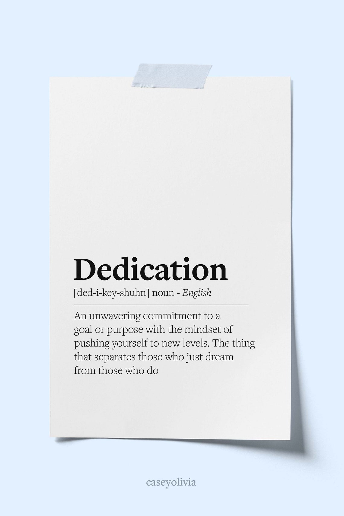 Dedication Definition Wall Art Print Printable Poster - Etsy