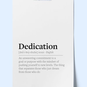Dedication Definition Wall Art Print Printable Poster - Etsy