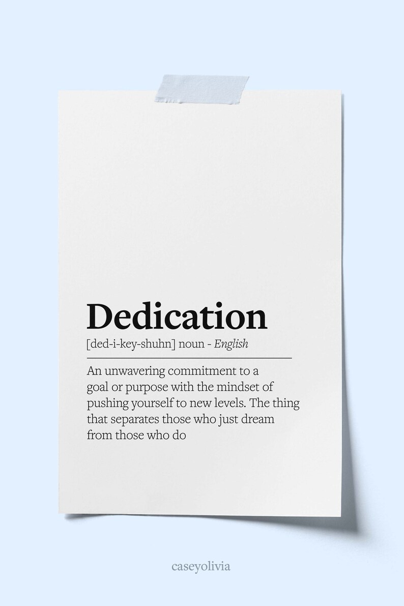Dedication Definition Wall Art Print Printable Poster Dedication ... Dedication Definition Wall Art Print Printable Poster Dedication ...