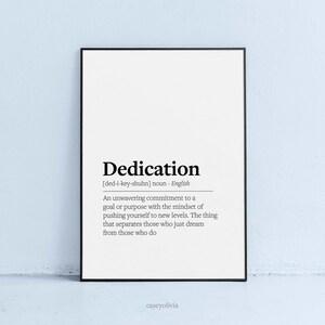 Dedication Definition Wall Art Print Printable Poster - Etsy