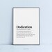 Dedication Definition Wall Art Print Printable Poster - Etsy