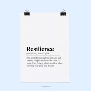 Resilience Definition Printable Wall Art Motivational Keep Moving ...