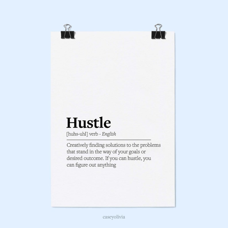 Hustle Definition Printable Wall Art Motivational Hustle - Etsy