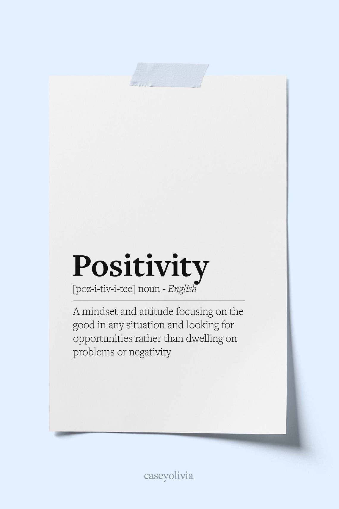 Positivity Definition Printable Wall Art Positive Meaning Poster ...