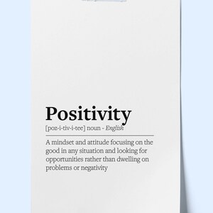 Positivity Definition Printable Wall Art Positive Meaning Poster ...