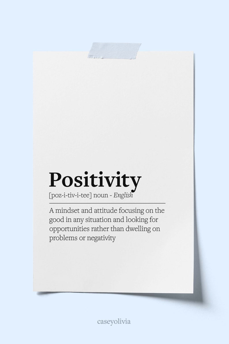 Positivity Definition Printable Wall Art Positive Meaning Poster ...