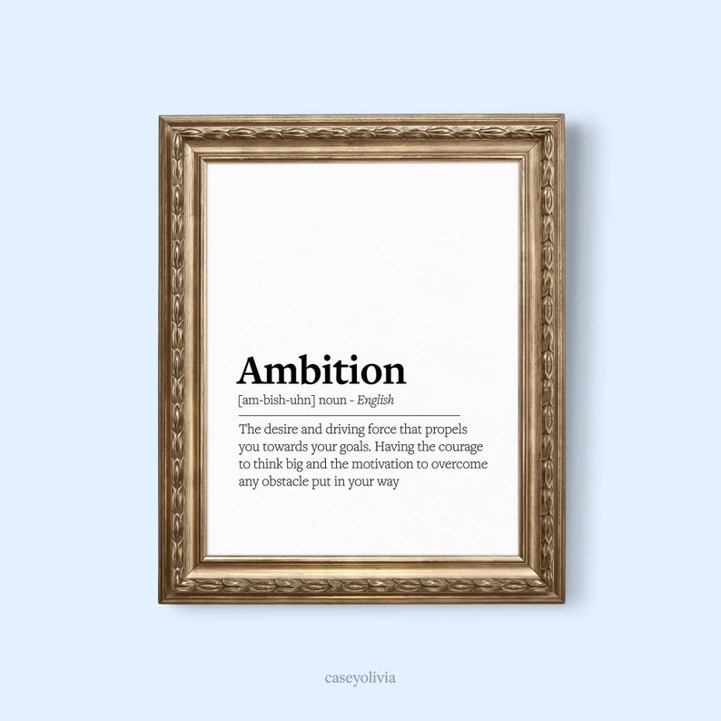 Ambition Definition Printable Poster Home Office Definition Printable ...