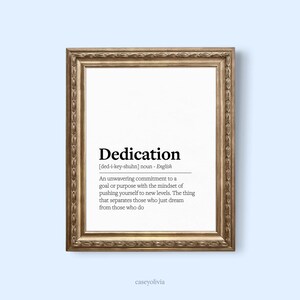 Dedication Definition Wall Art Print Printable Poster - Etsy