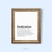 Dedication Definition Wall Art Print Printable Poster - Etsy