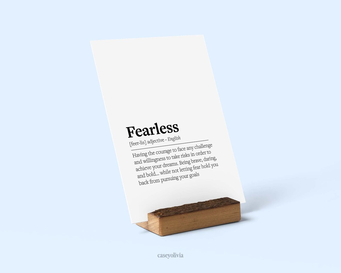Fearless Definition Printable Wall Art Poster Fearless Mindset Meaning ...
