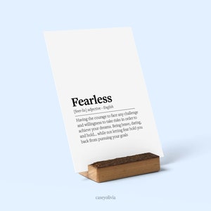 Fearless Definition Printable Wall Art Poster Fearless Mindset Meaning ...