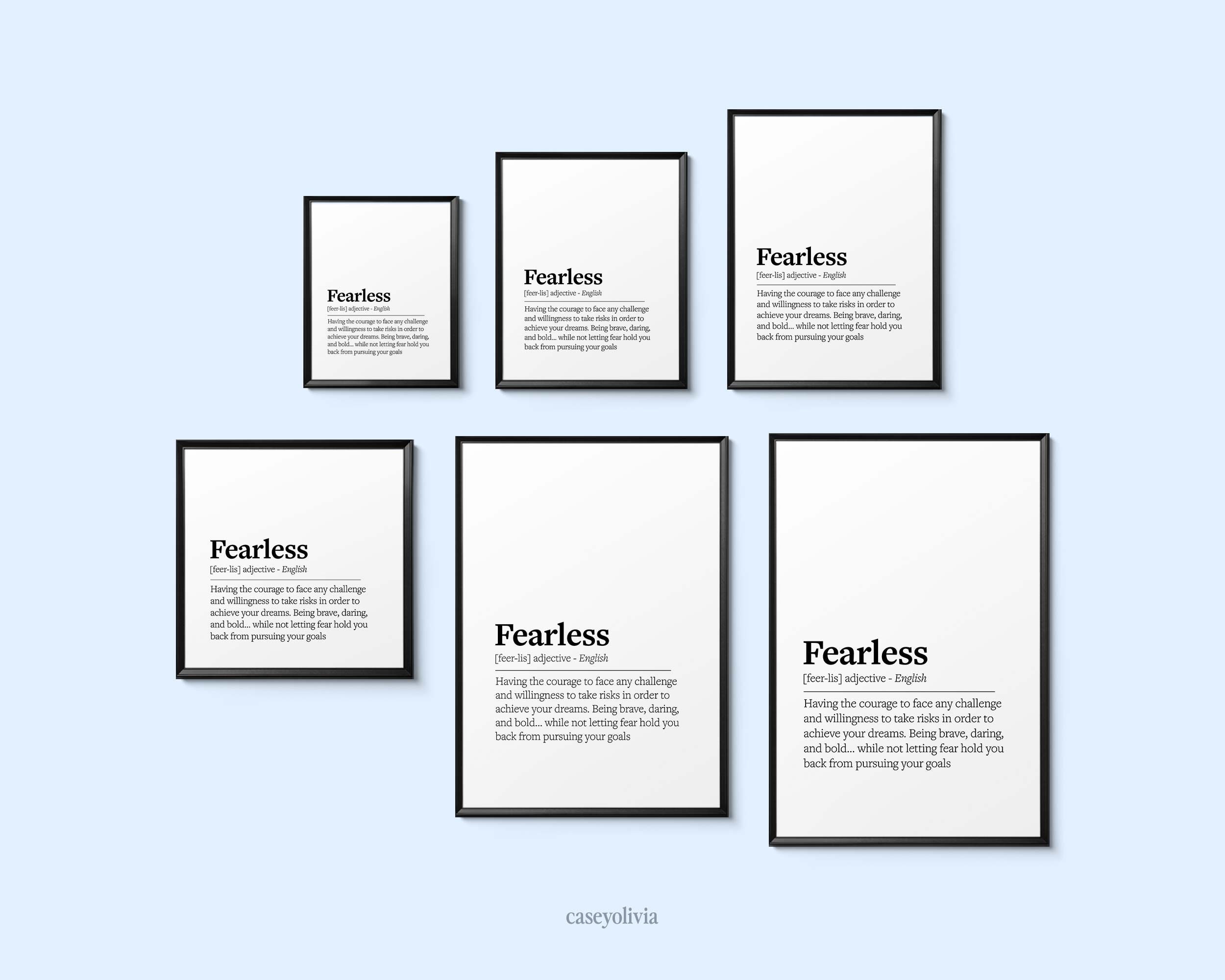 Fearless Definition Printable Wall Art Poster Fearless Mindset Meaning ...