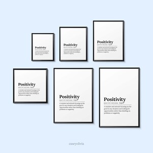 Positivity Definition Printable Wall Art Positive Meaning Poster ...