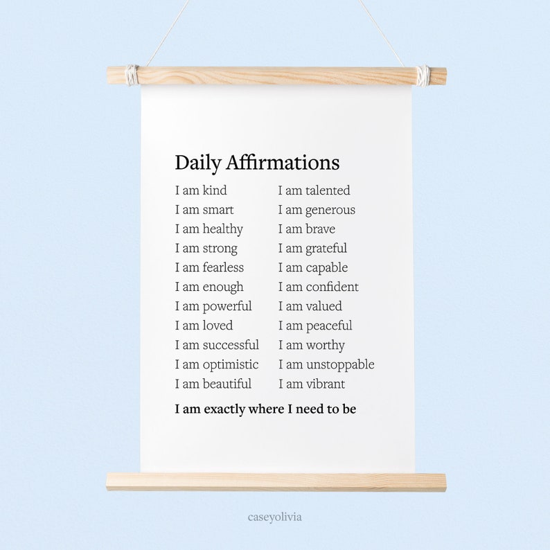 Daily Affirmations Printable Wall Art Positive Self Care Affirmation ...