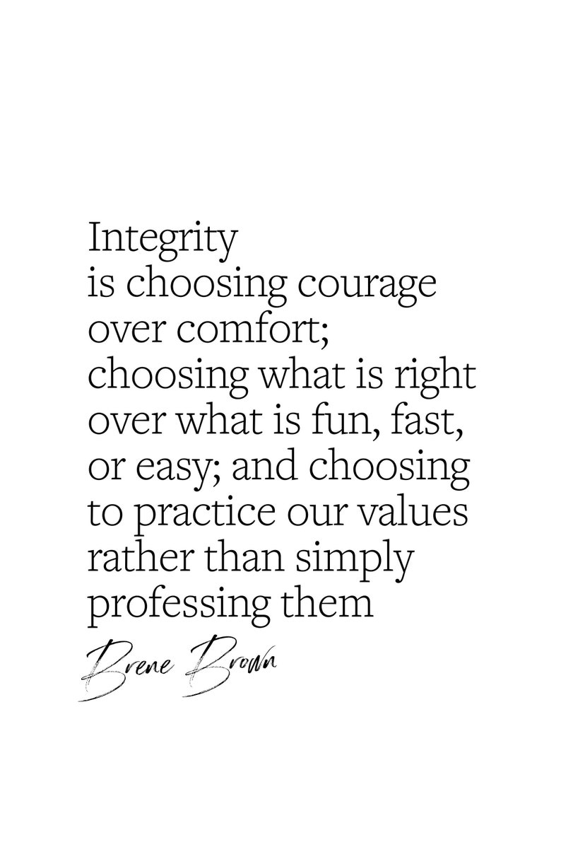 Integrity Printable Quote Brene Brown Wall Art Inspirational Saying for ...