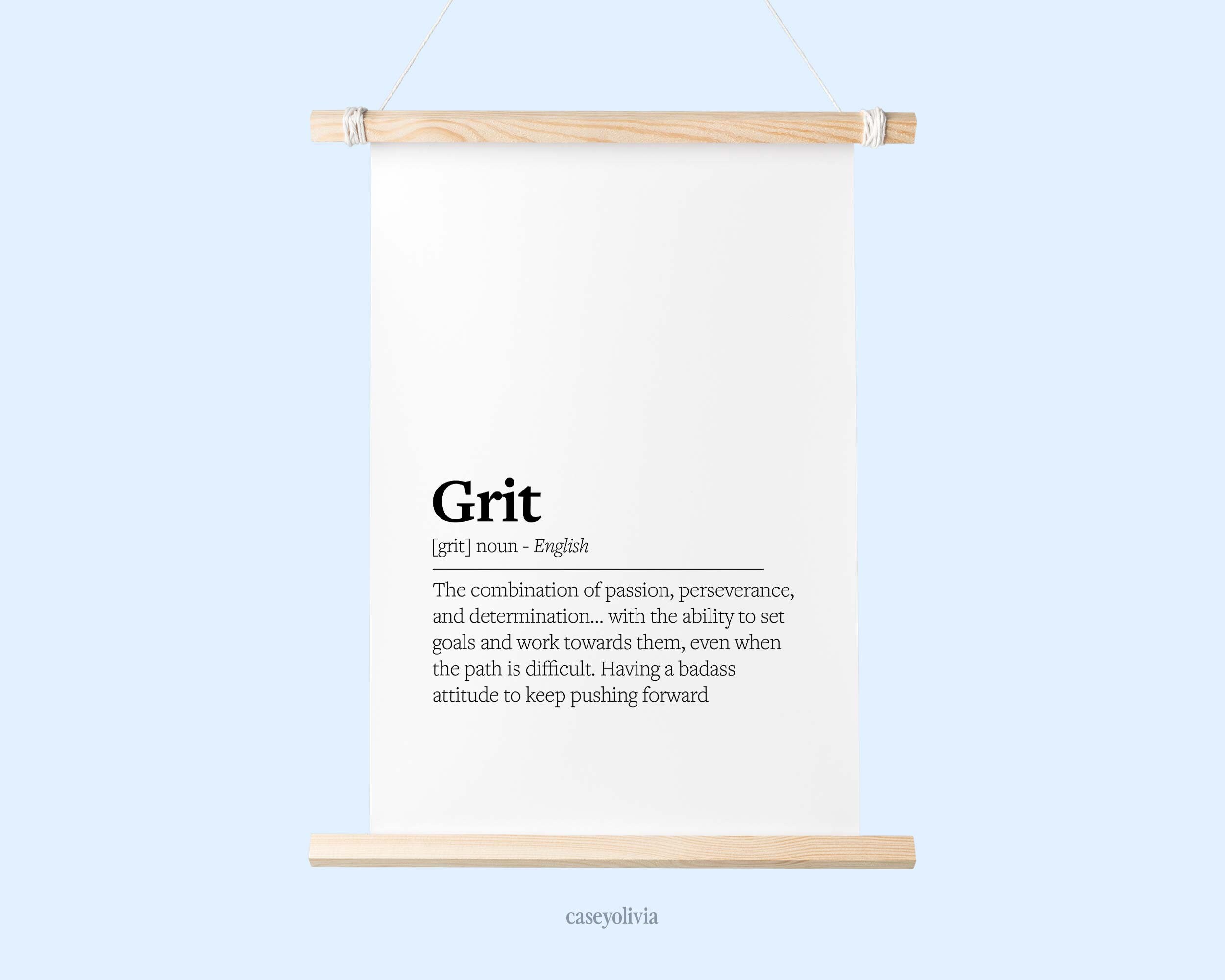 Grit Definition Printable Wall Art Motivational Grit Meaning Quote to ...