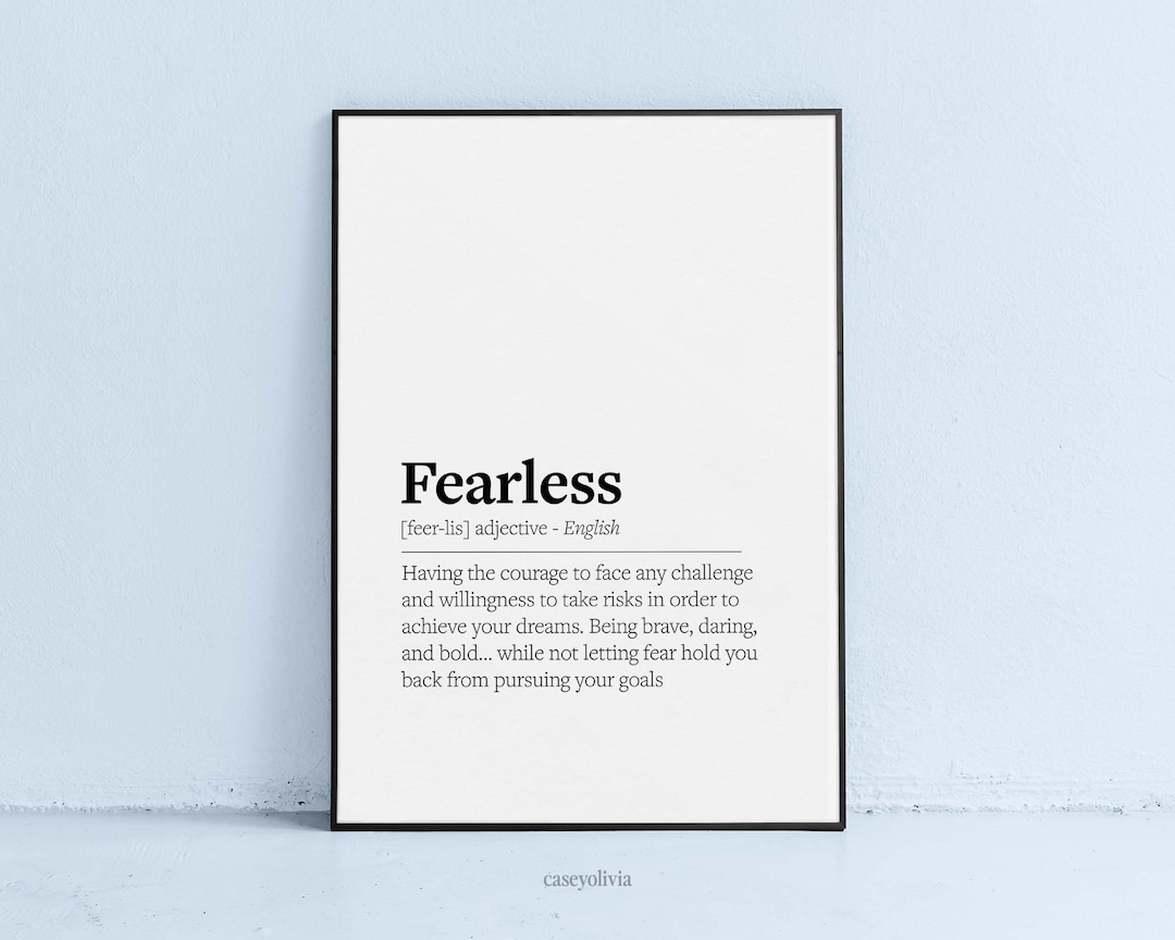 Fearless Definition Printable Wall Art Poster Fearless Mindset Meaning ...