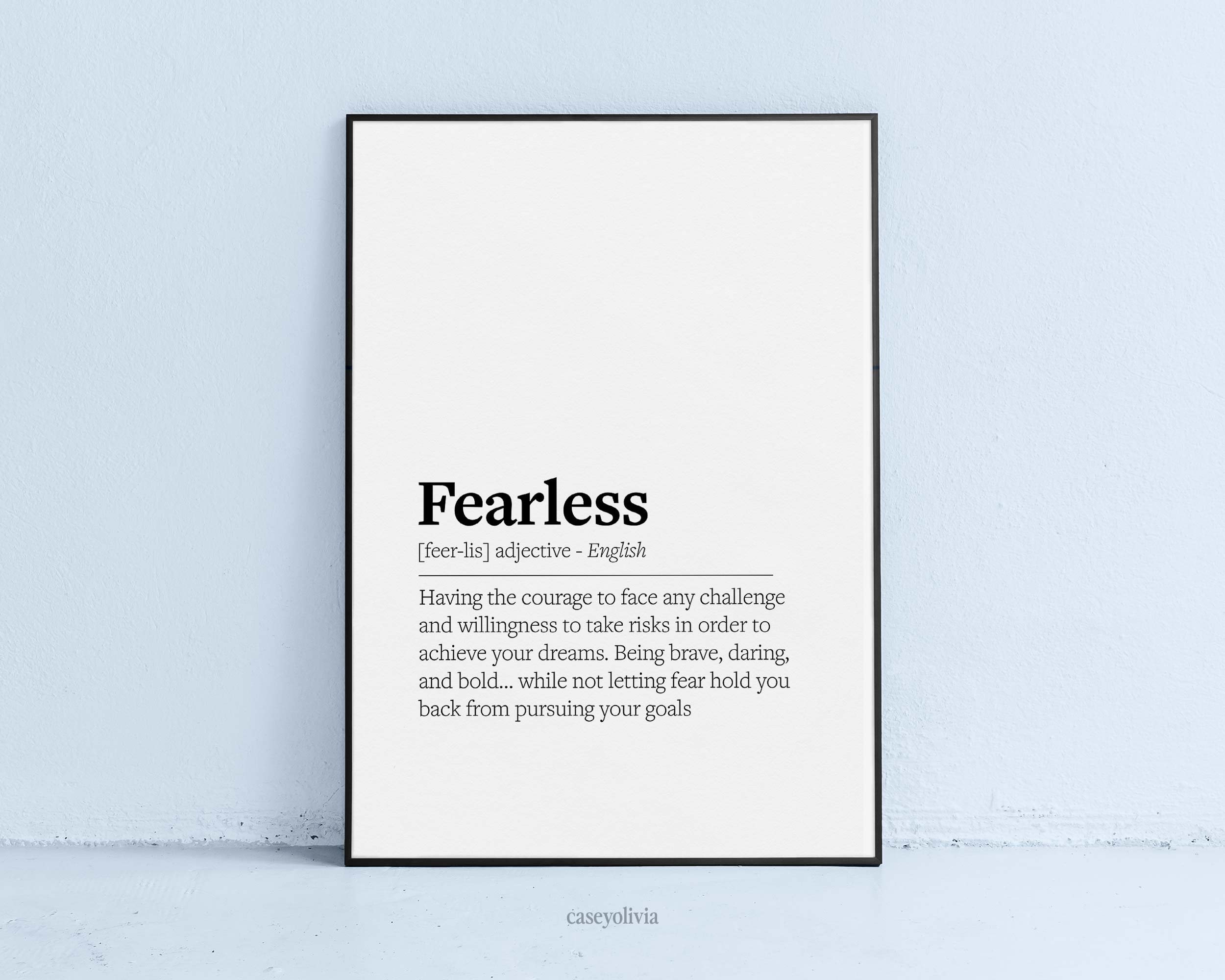 Fearless Definition Printable Wall Art Poster Fearless Mindset Meaning ...