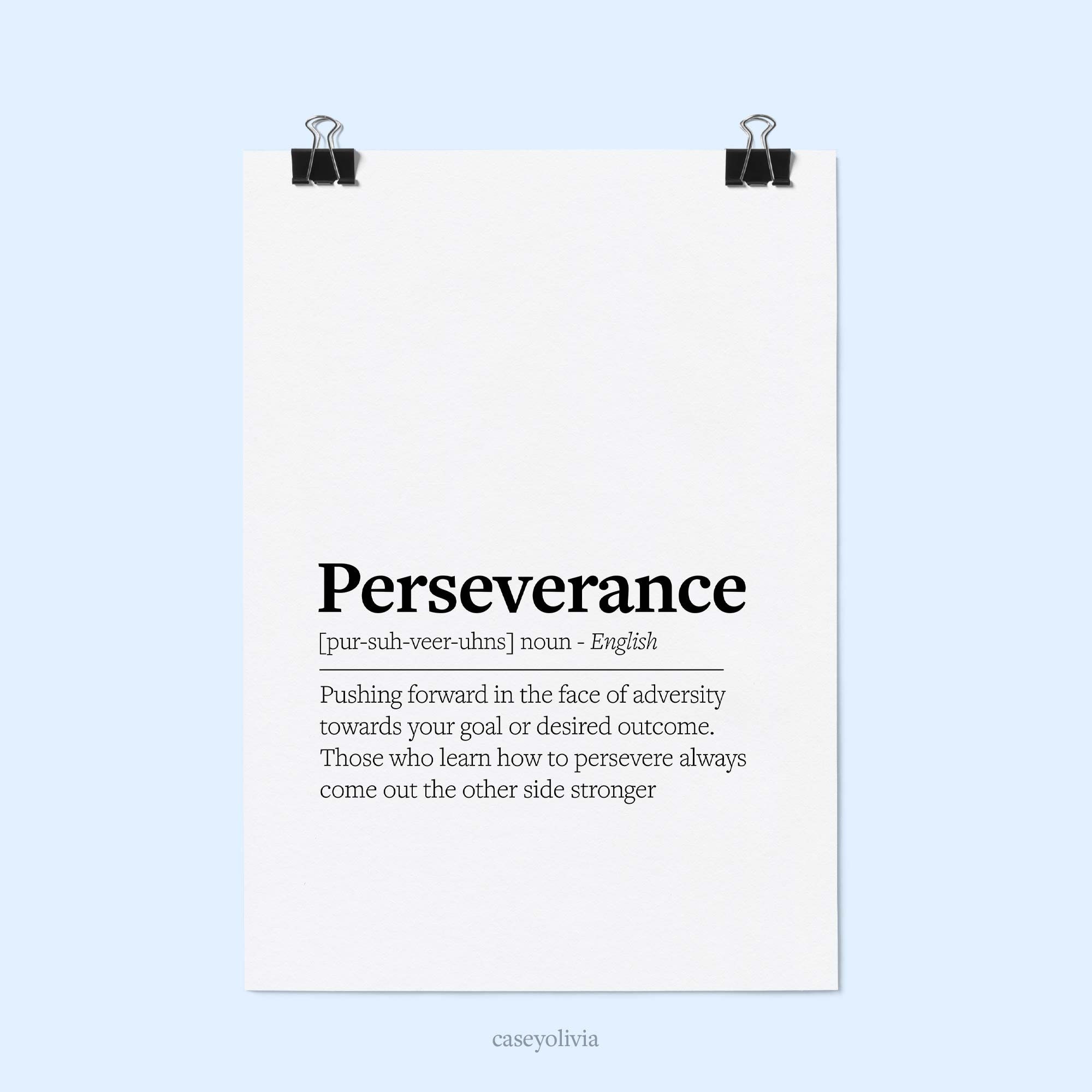 Perseverance Definition Printable Wall Art Office Wall Art Motivational ...