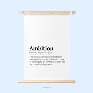 Ambition Definition Printable Poster Home Office Definition Printable ...