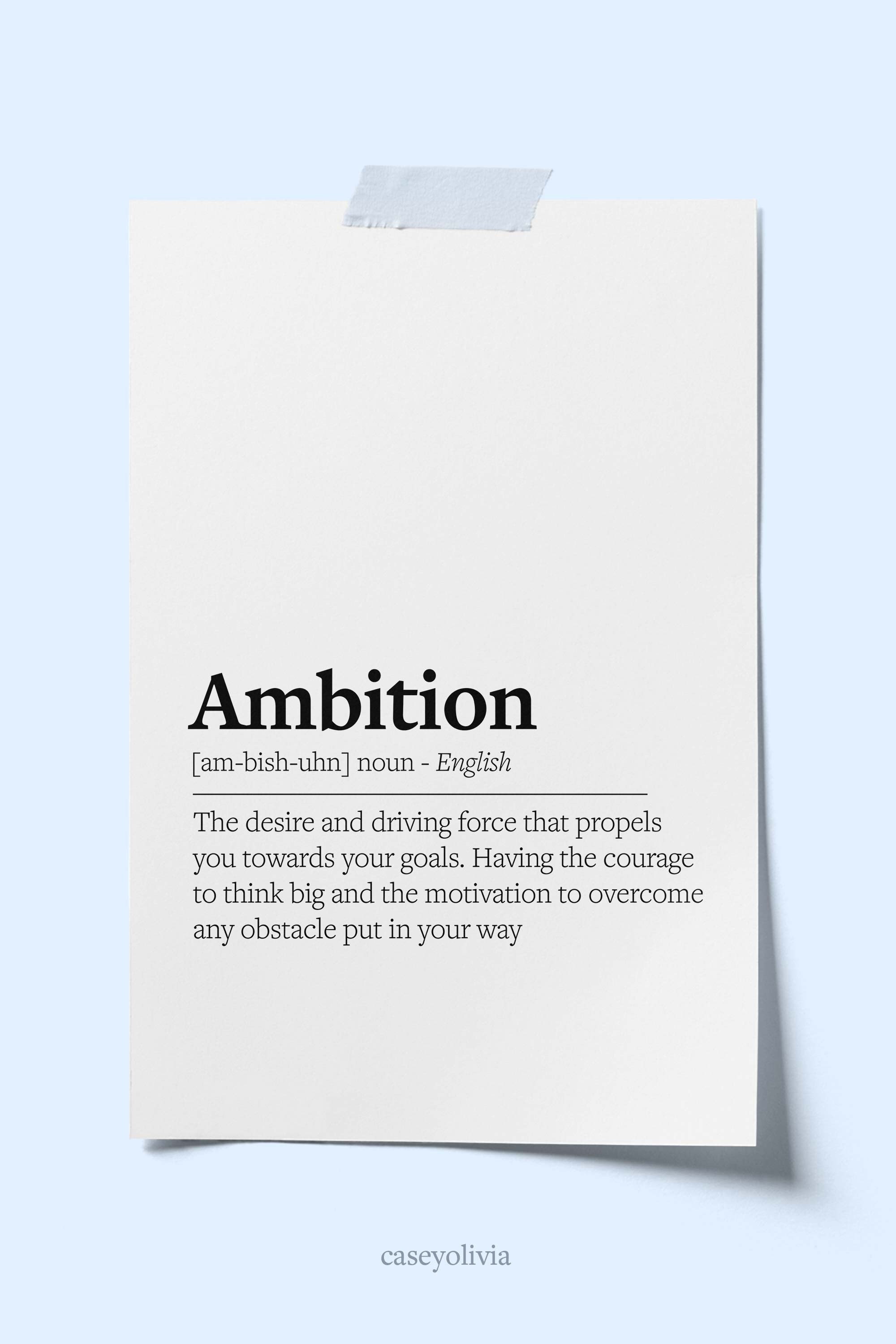 Ambition Definition Printable Poster Home Office Definition Printable ...