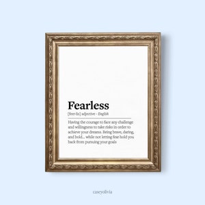 Fearless Definition Printable Wall Art Poster Fearless Mindset Meaning ...