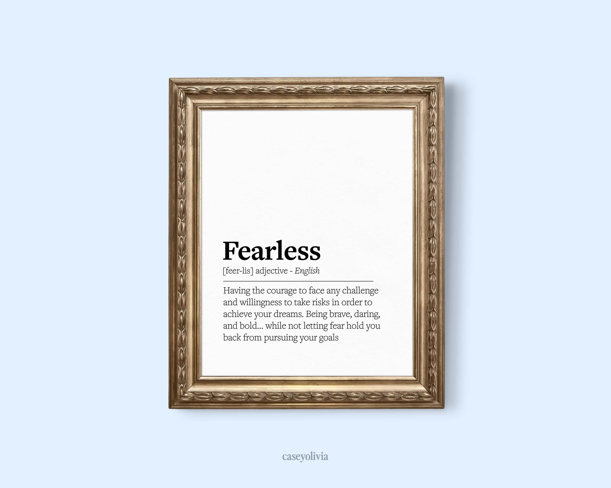 Fearless Definition Printable Wall Art Poster Fearless Mindset Meaning ...