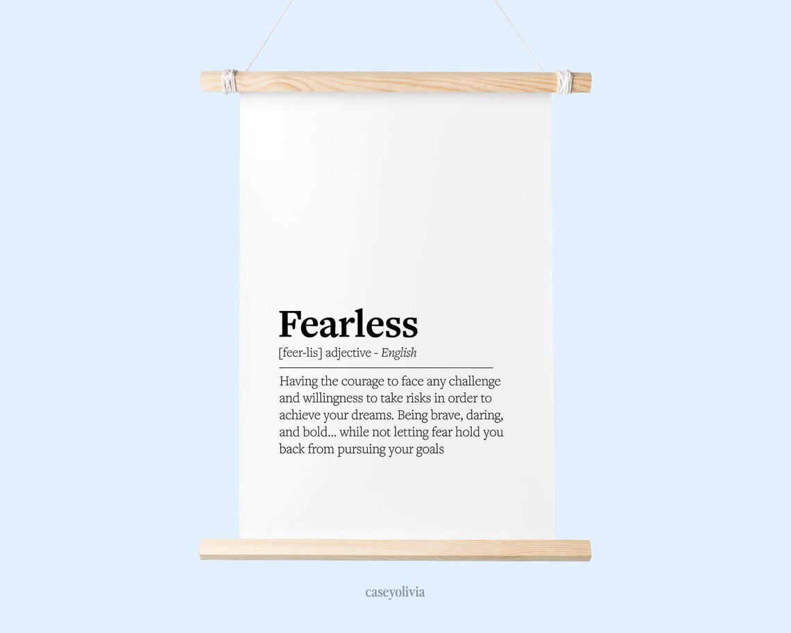 Fearless Definition Printable Wall Art Poster Fearless Mindset Meaning ...