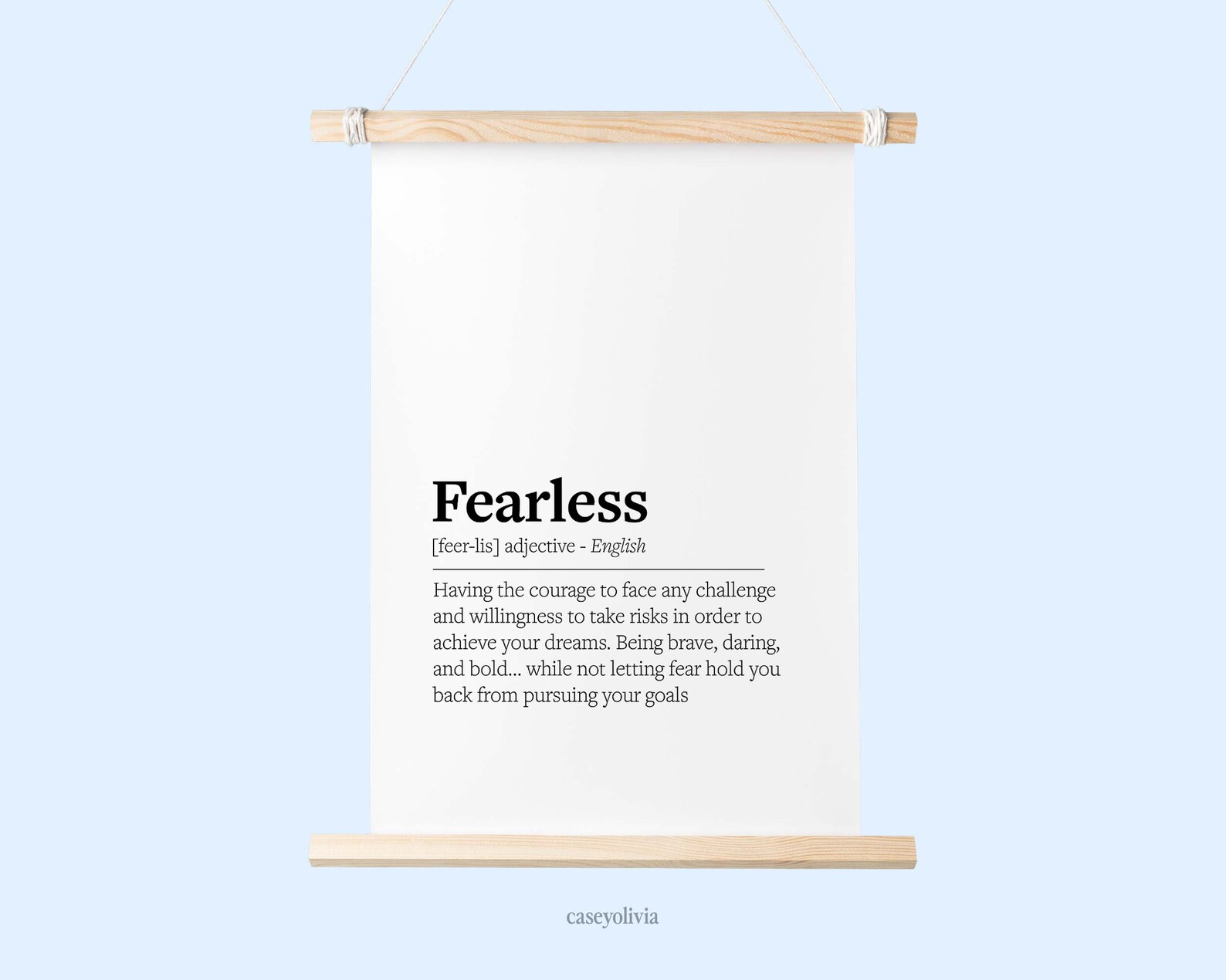 Fearless Definition Printable Wall Art Poster Fearless Mindset Meaning ...