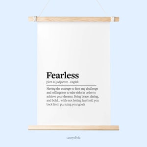 Fearless Definition Printable Wall Art Poster Fearless Mindset Meaning ...