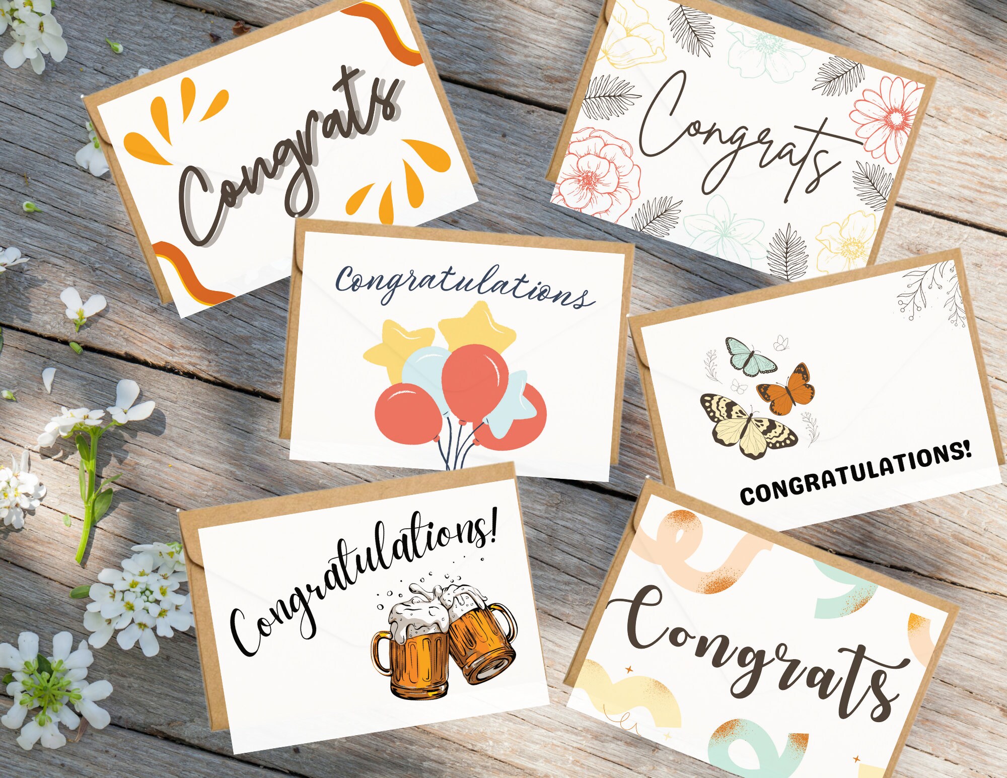 6 Versatile Congratulations Cards. High-quality, Long-lasting Cards ...