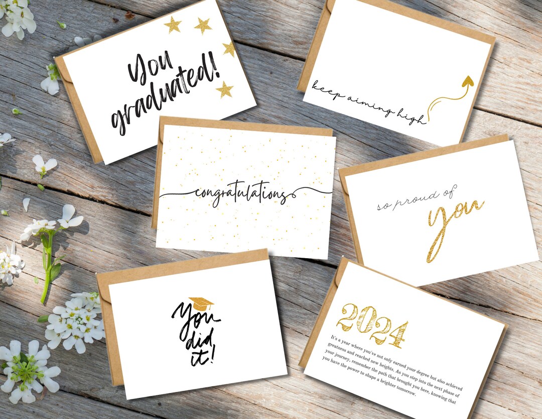 6 Classy Graduation Cards Set. A Collection of Simple yet Luxurious ...