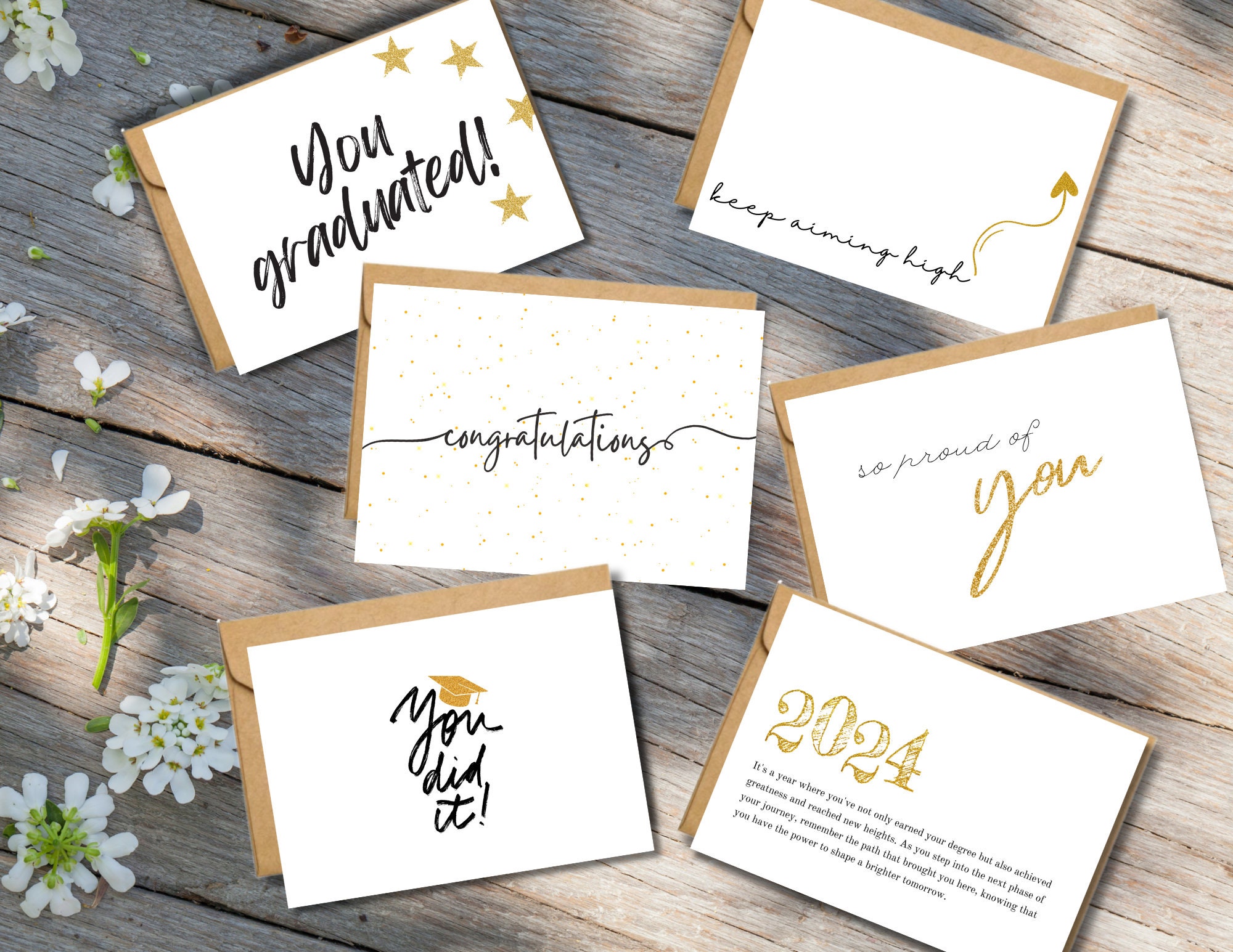 6 Classy Graduation Cards Set. A Collection of Simple yet Luxurious ...