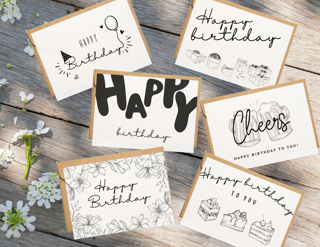 Minimalist Birthday Cards Pack Simple yet Special Birthday Cards Send ...