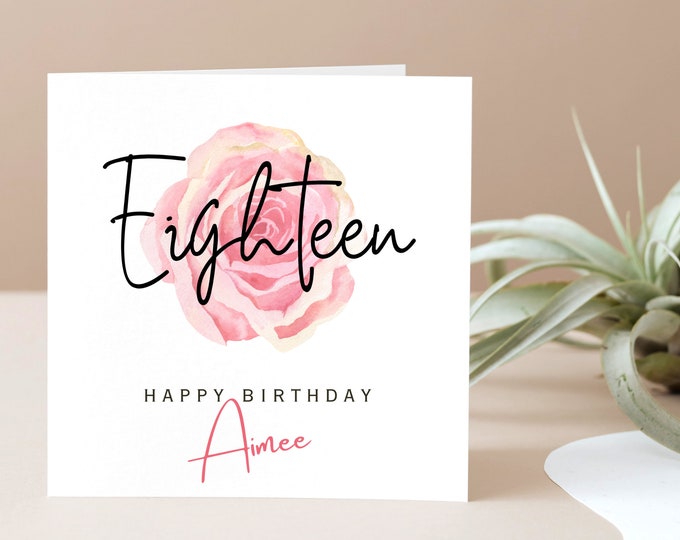 Blooming Eighteen Card for 18th Birthday: Personalized 18th Flower ...