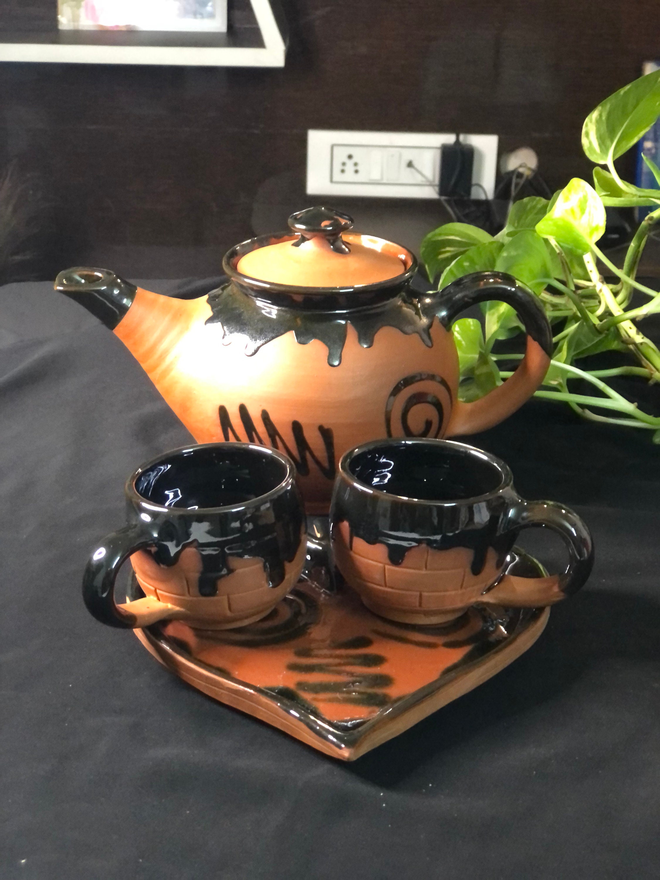 Terracotta Tea Set With Kettle Hand Made Clay Tea /coffee - Etsy