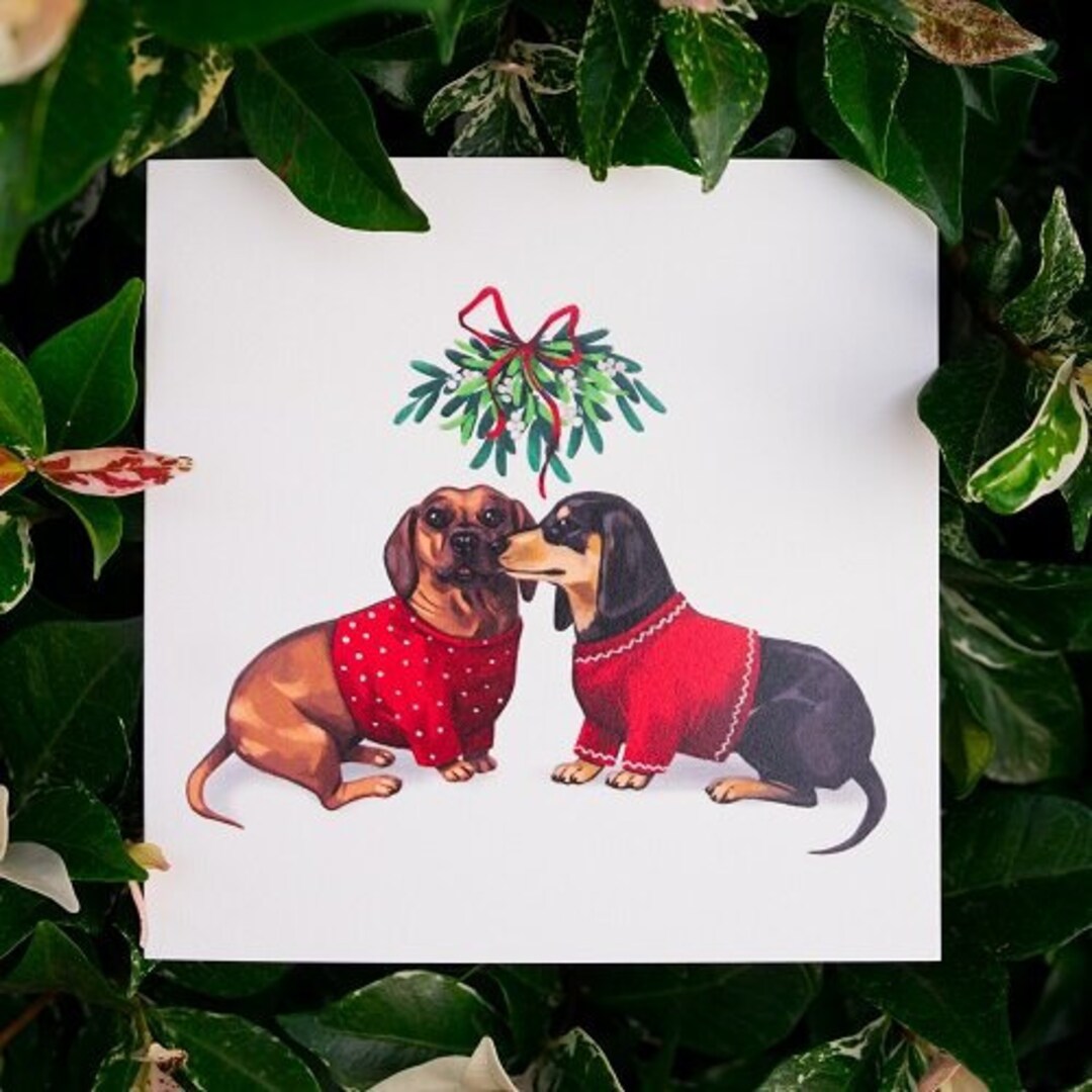 Carte de Noël Kissmas - Teckel / Chien saucisse - Etsy France