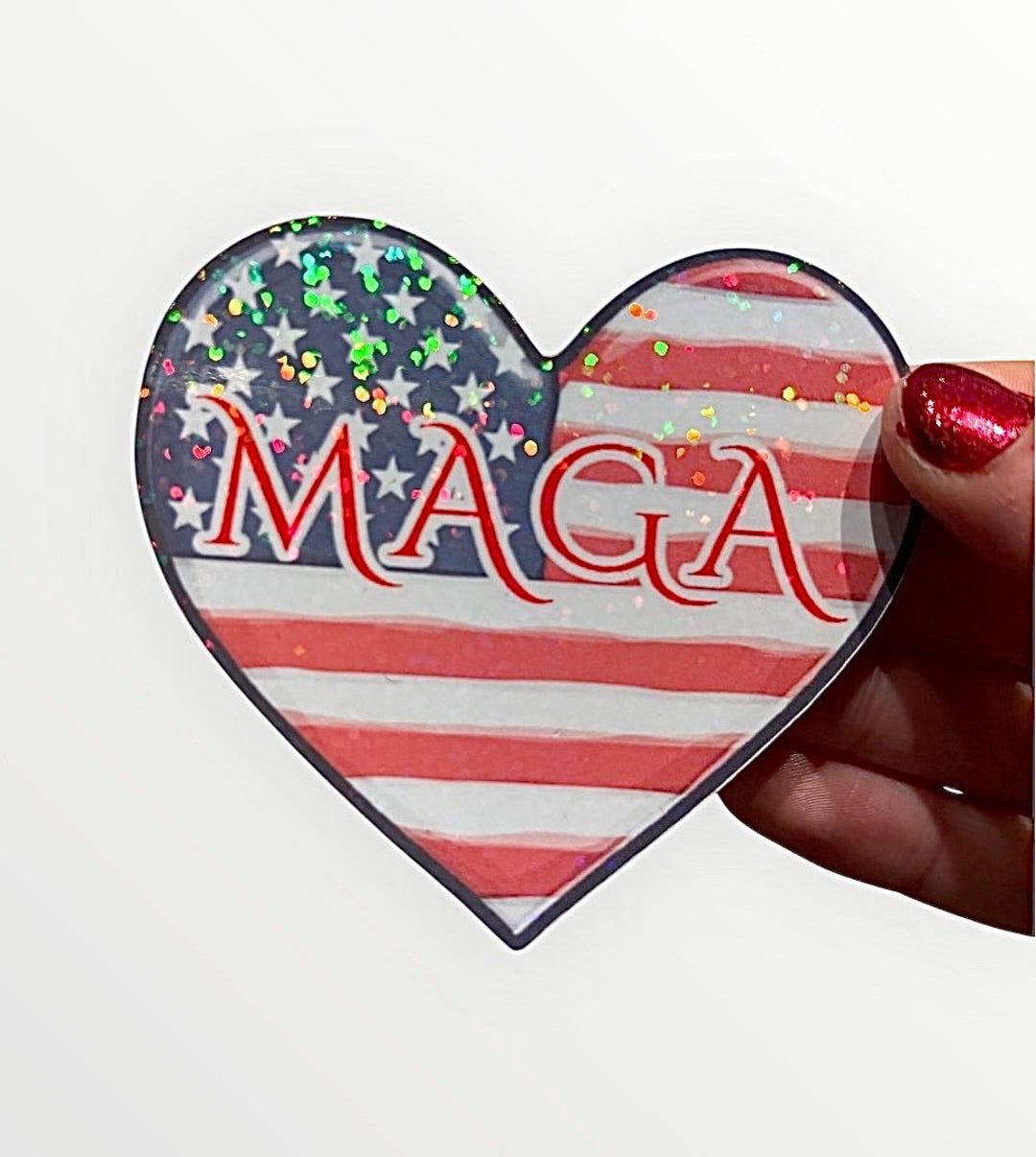 Trump MAGA Vinyl Sticker Heart American Flag MAGA Sticker Conservative ...