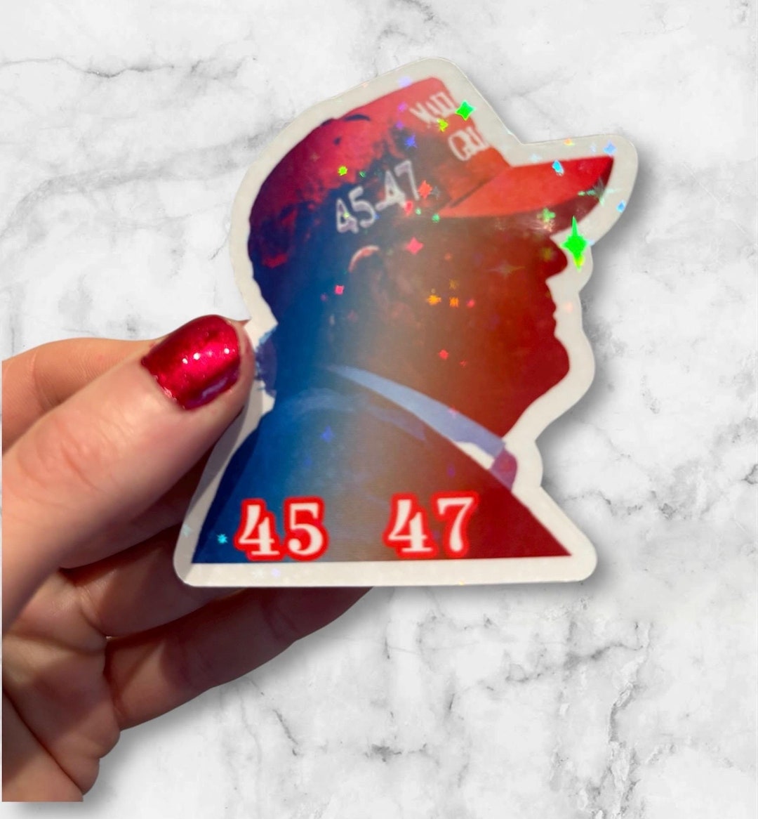 Trump MAGA Hat Vinyl Sticker 45/47 MAGA Sticker Patriotic Sparkly Trump ...
