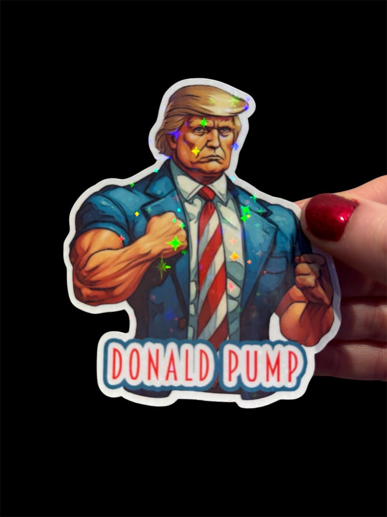 Donald Pump Vinyl Sticker Funny Trump Lifting Sticker Holographic ...