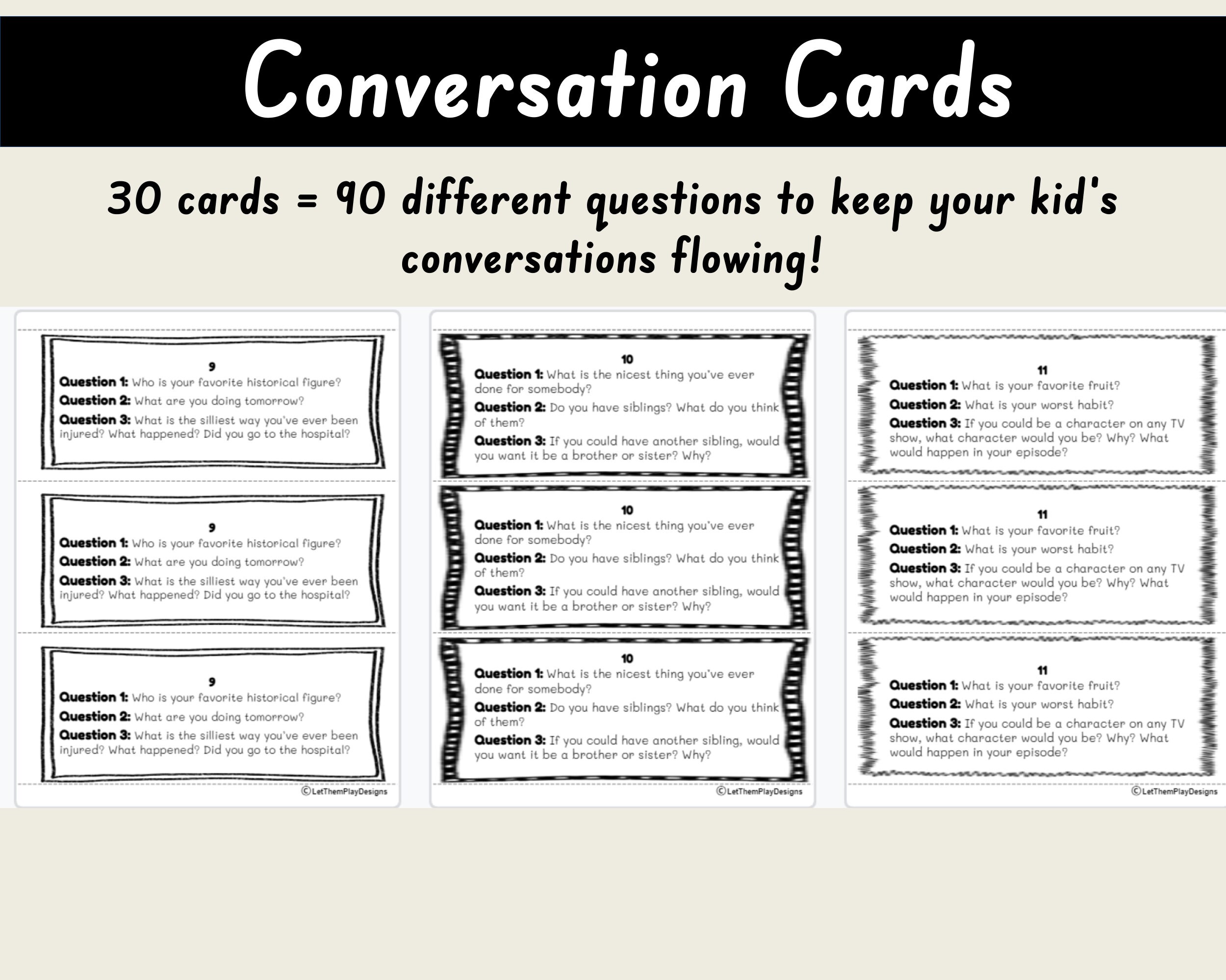 Conversation Starters for Kids | 90 Questions | Icebreakers - Etsy