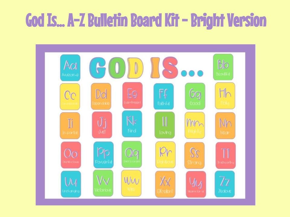 God Is... Alphabet Christian Bulletin Board Kit (bright Version) - Etsy
