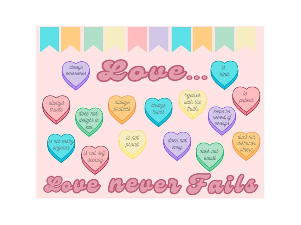Christian Bulletin Board Kit - Valentine - Love Never Fails - Etsy
