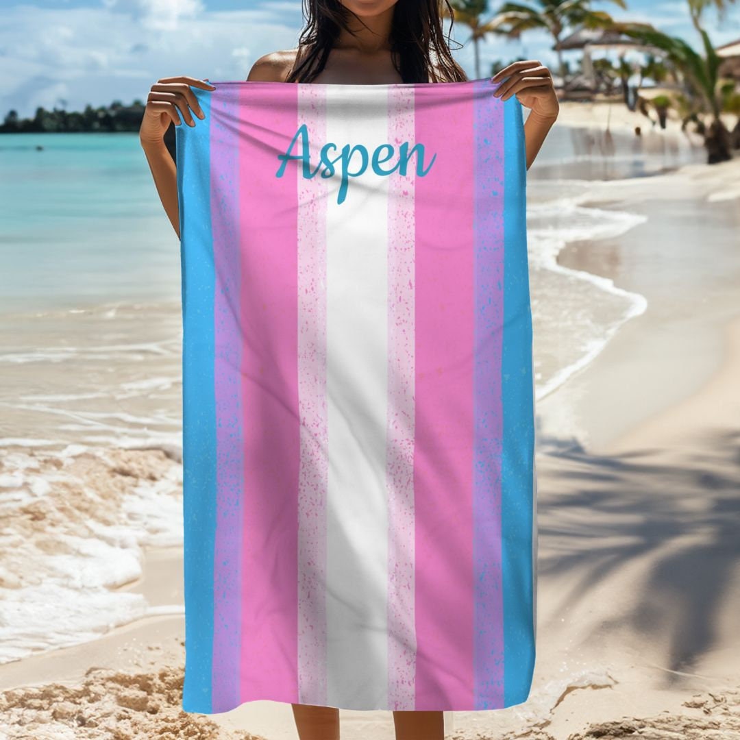 Custom Trans Pride Beach Towel, Personalized Beach Towel, Trans Pride ...