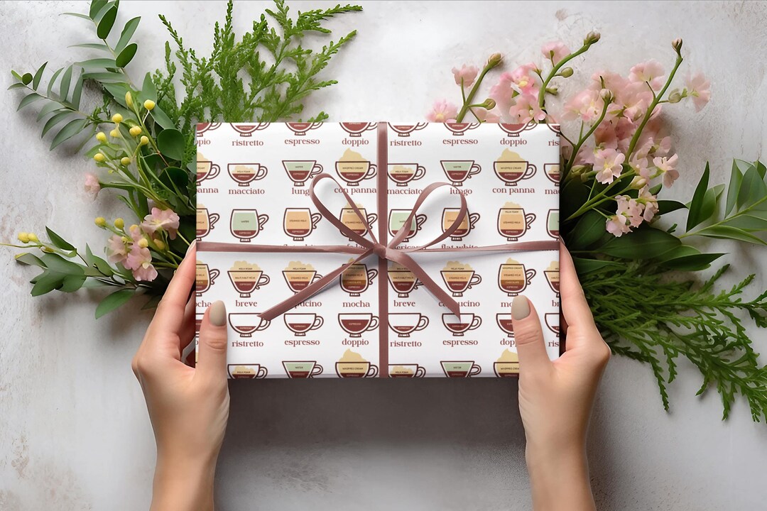 Coffee Themed Wrapping Paper Roll, Gift for Coffee Espresso Latte ...