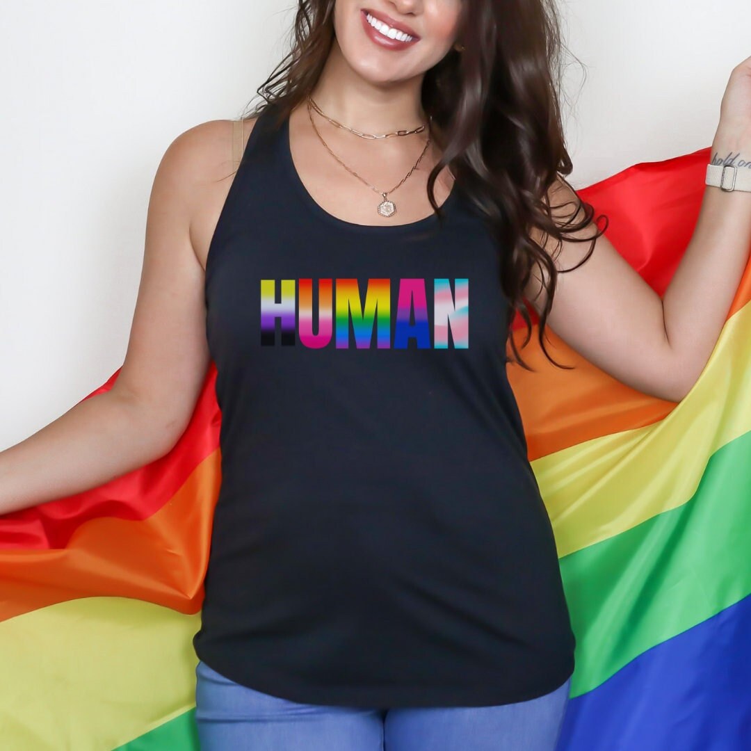 Human LGBTQ Pride Flags Tank Top, Pride Protest Shirt, Human Rights ...